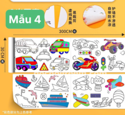 Tranh cuộn tô màu, cắt dán làm sticker dài 3m có 5 mẫu cho bé trai và ...
