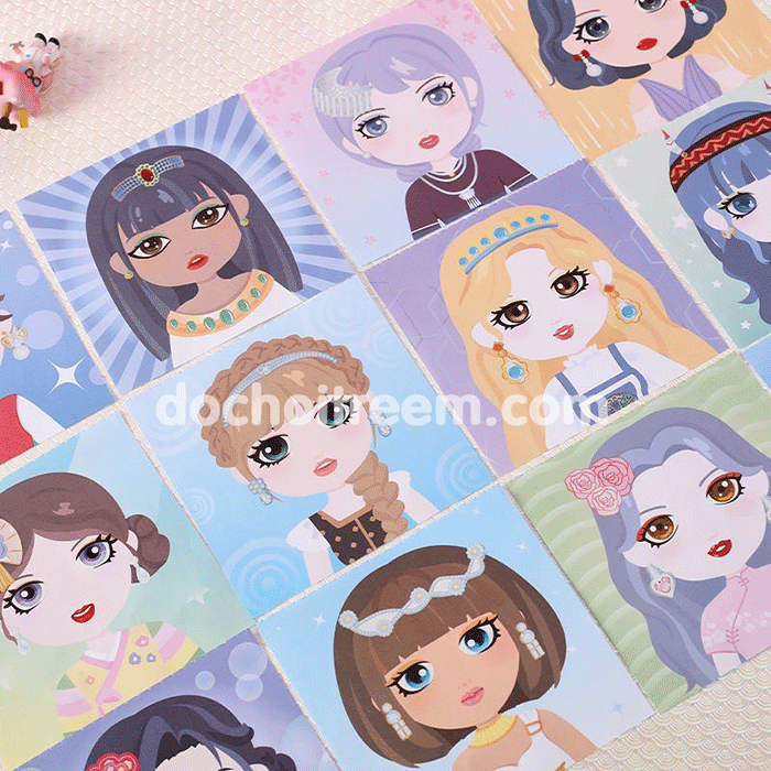 Combo 4 cuốn sticker dán trang điểm gương mặt búp bê, công chúa HDCB4