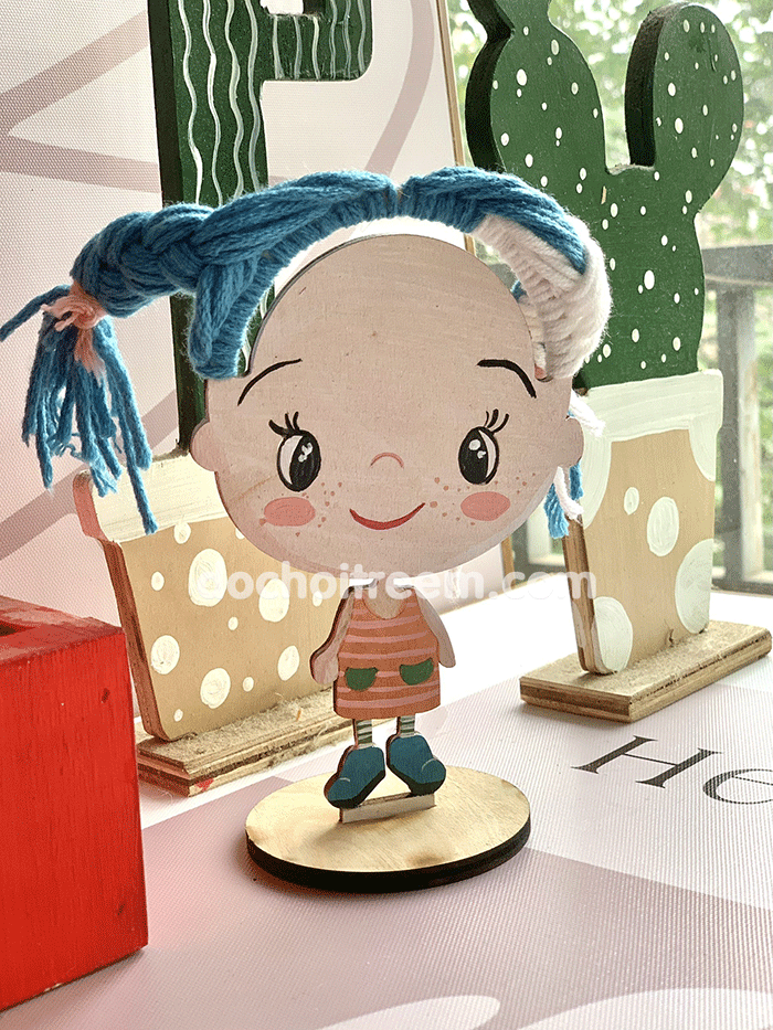 Bộ kit búp bê đan len tóc, tô màu thời trang búp bê BBLEN